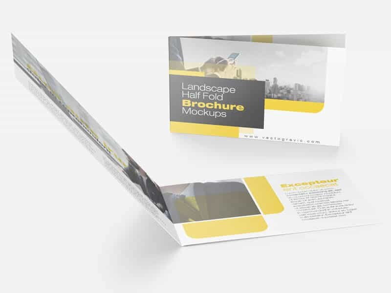 Landscape Half Fold Brochure Mockups – Vectogravic Design