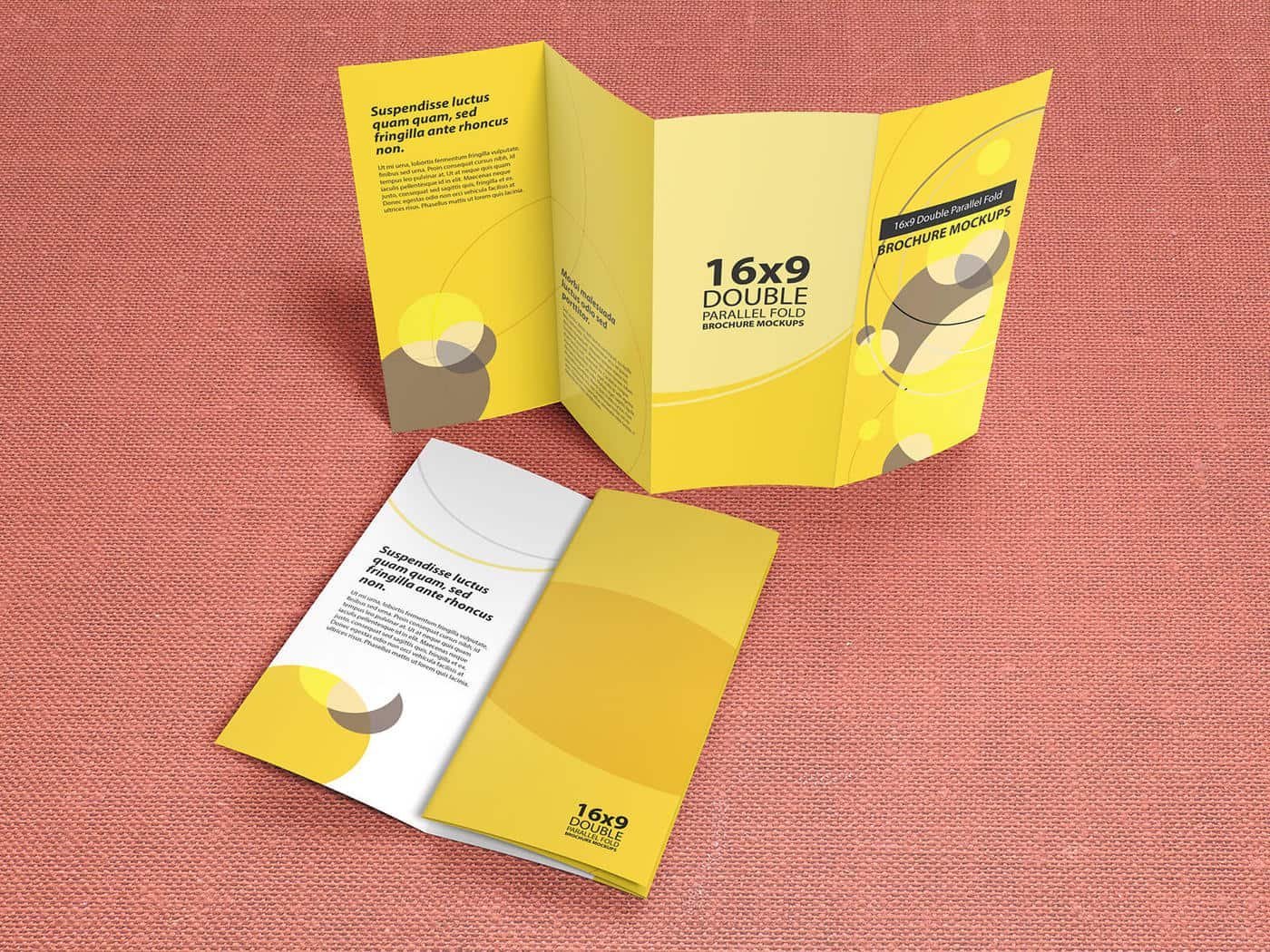 16x9 Double Parallel Fold Brochure Mockups - Vectogravic Design